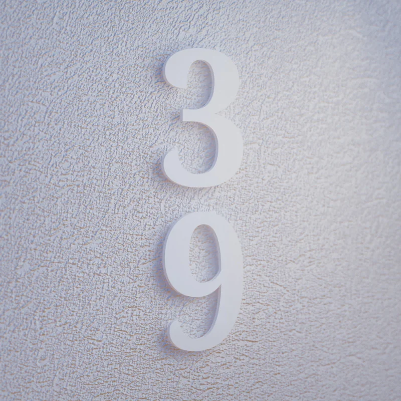 Chiffre pour maison personnalisé en Plexiglas blanc | Morgan